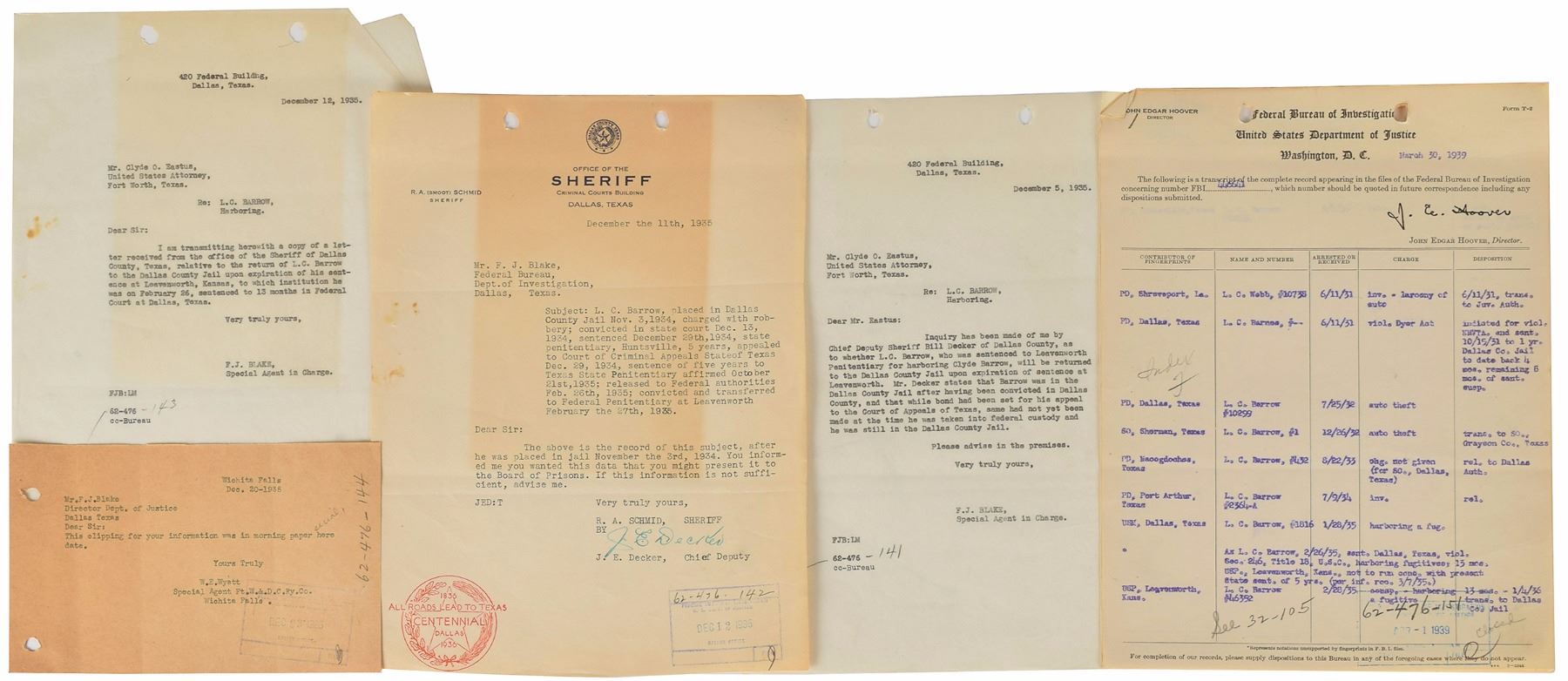 L. C. Barrow FBI Archive