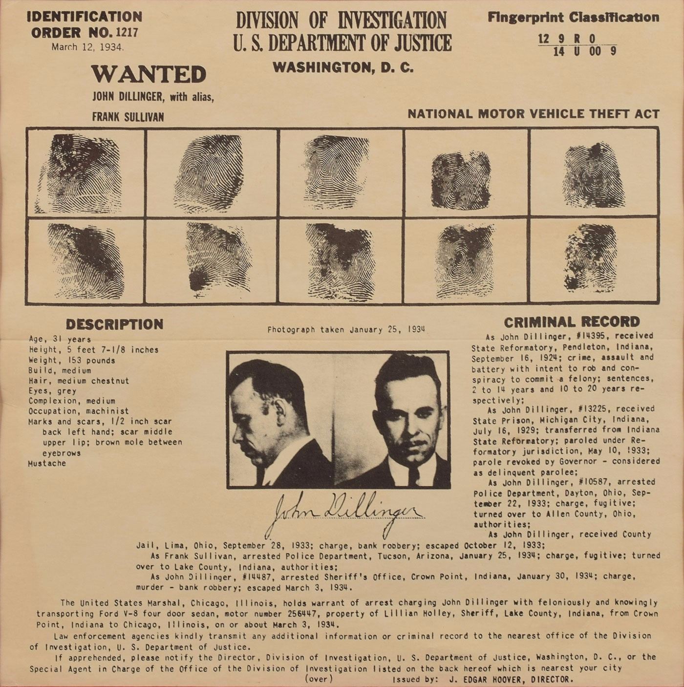 John Dillinger Autograph Letter Signed