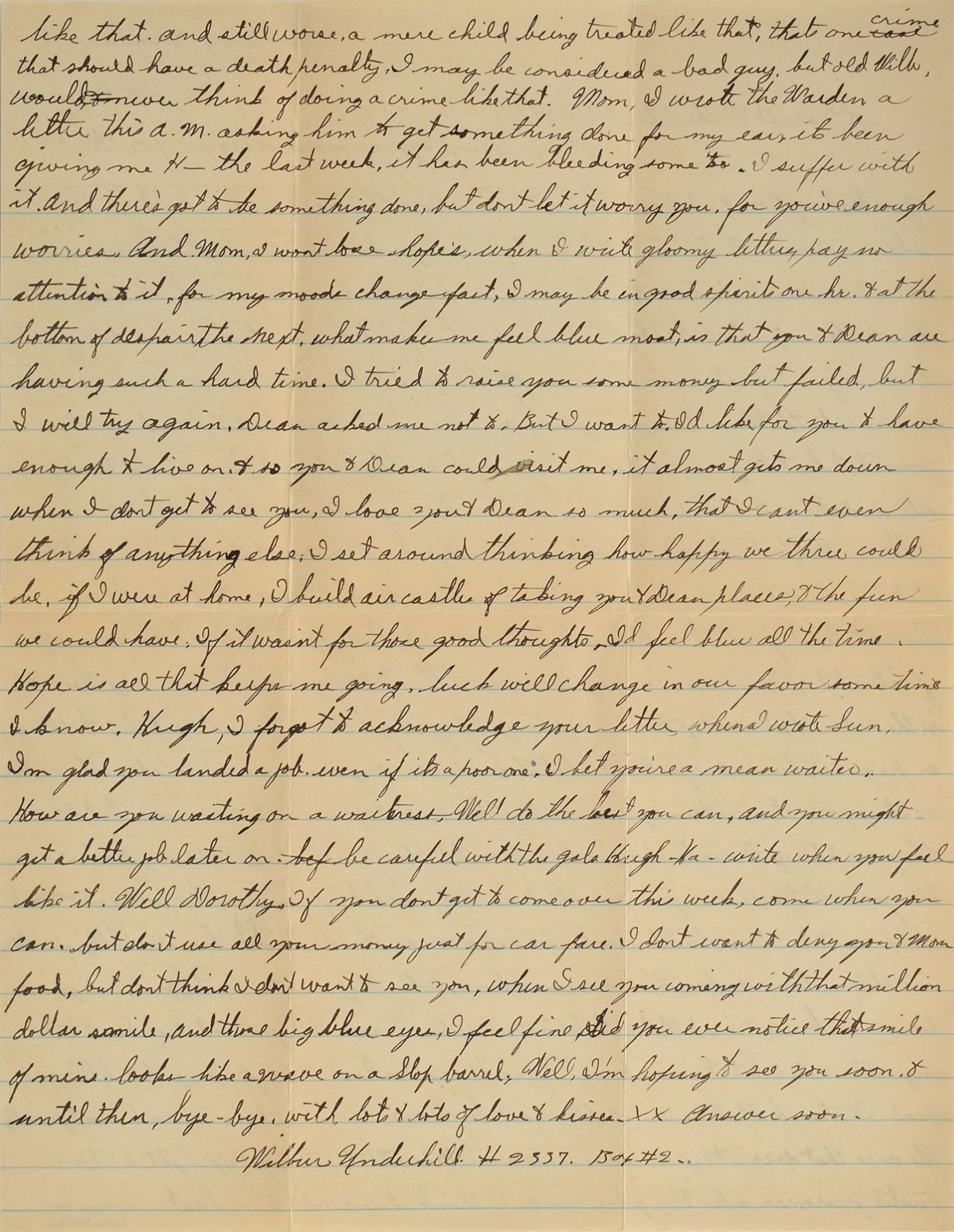 Wilbur Underhill, Jr Autograph Letter Signed