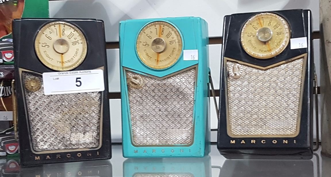 THREE VINTAGE MARCONI TRANSISTOR RADIOS