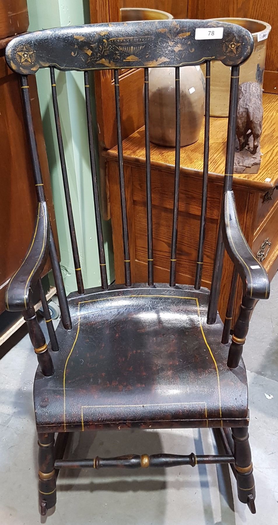 AMERICAN BOSTON ROCKER W/ORIGINAL PAINT C.1820