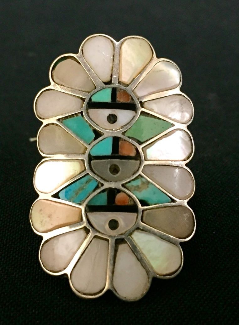 Vintage Zuni Inlay Ring - Sunface