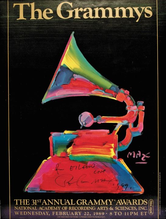 Outstanding Colorful PETER MAX Signed 1989 Grammy Awards Poster