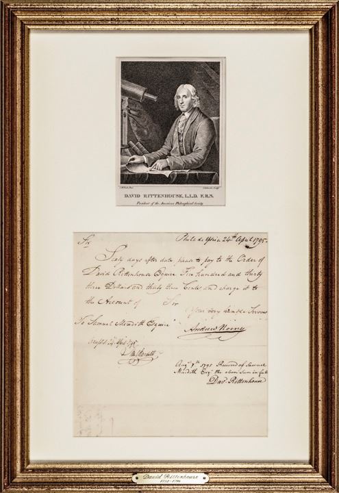 1795 DAVID RITTENHOUSE Autographed Manuscript Document Signed