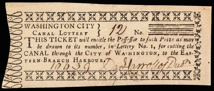 c 1790 Federal Period City of Washington, Washington City Canal Lottery ...