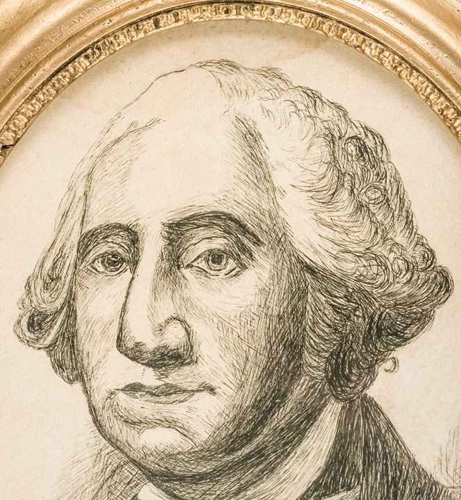 President George Washington Original Pen + Ink Drawing of After Gilbert ...