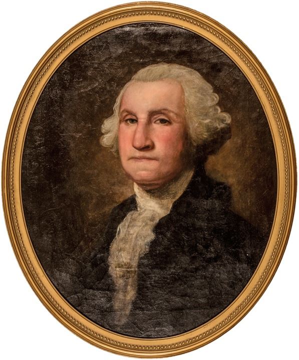 PRESIDENT GEORGE WASHINGTON Portrait Oil Painting After Gilbert Stuart ...