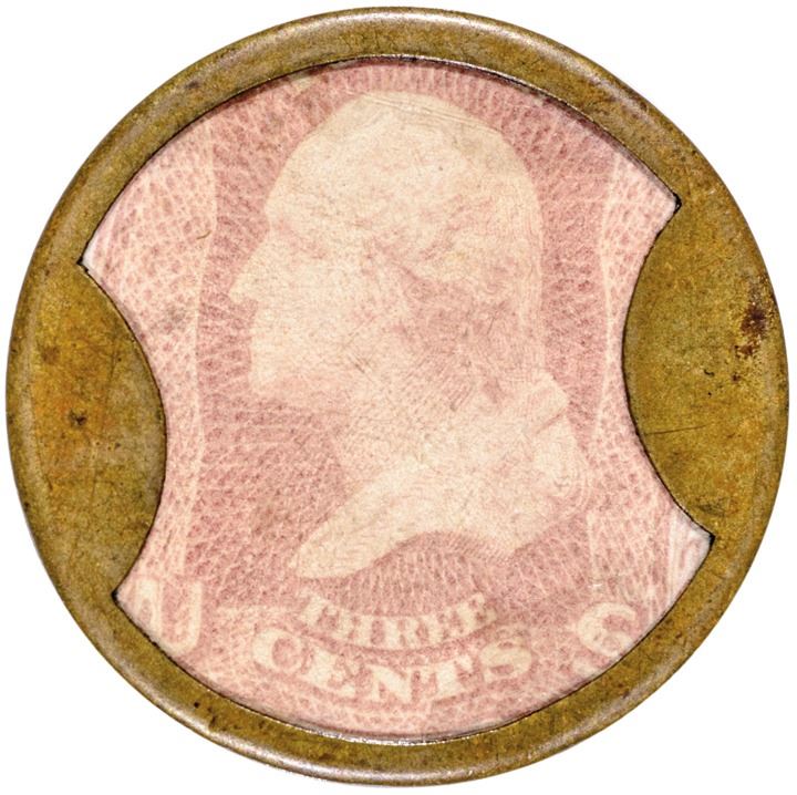 Encased Postage Stamp Three Cents. AYER’S SARSAPARILLA, Large AYER’S