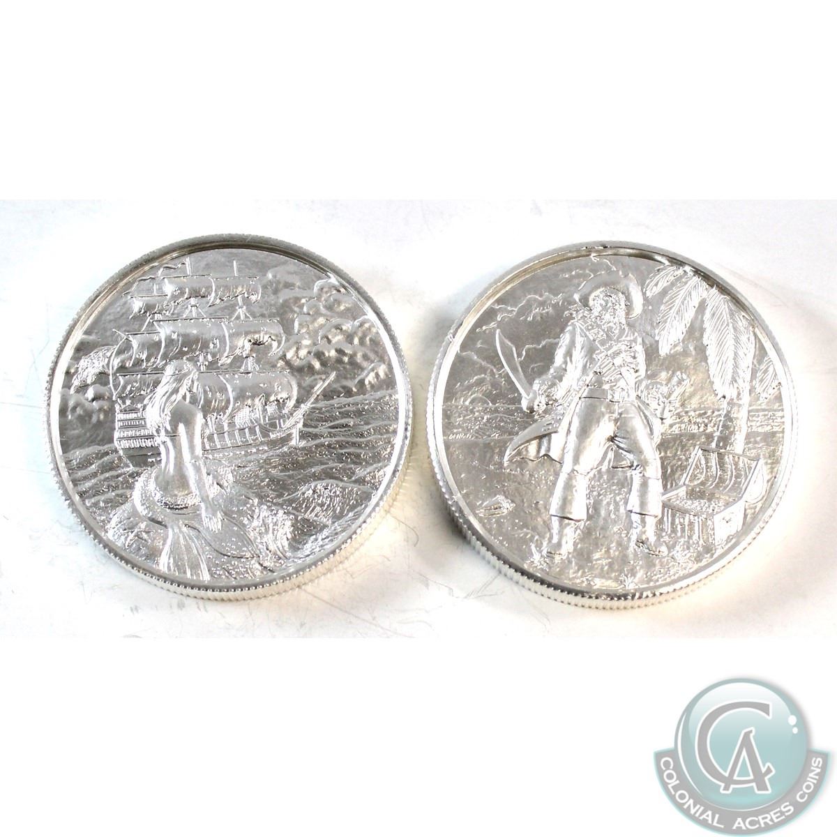 Pair of 2oz The Privateer Series .999 High Relief Fine Silver Coins ...