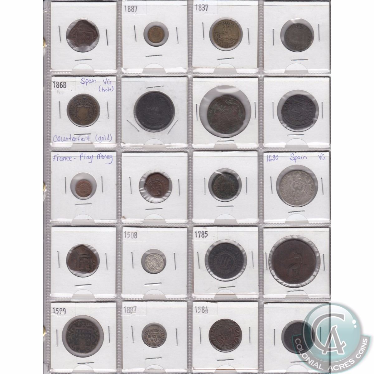 Lot of 20x Old World Coinage & Tokens from 1500s, 1600s, 1700s & 1800s ...