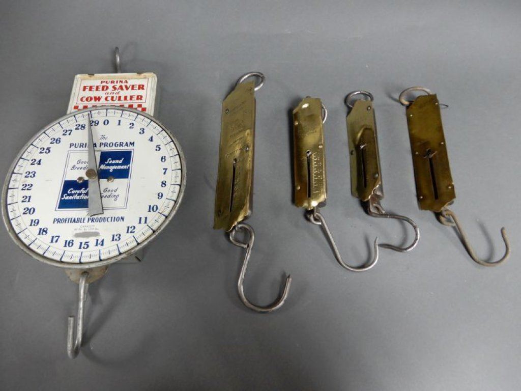 LOT OF 5 SCALES PURINA MILK SCALE 4 FISH SCALES - CHATILLONS, TURNBULL ...