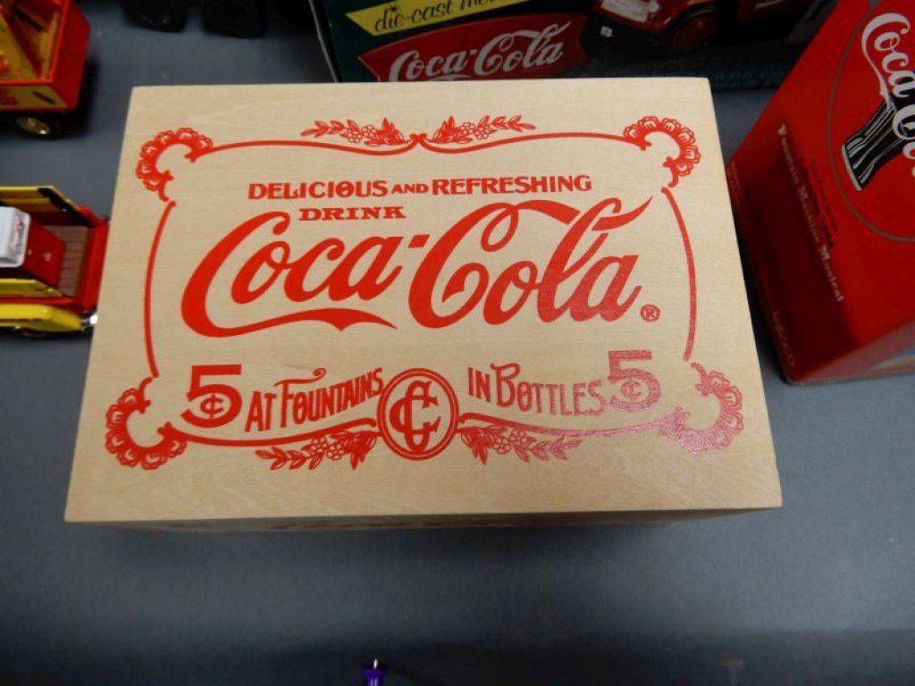 LOT OF COCA-COLA COLLECTIBLES 11 TOY TRUCKS, FOUNTAIN MUSIC MACHINE, 3 ...
