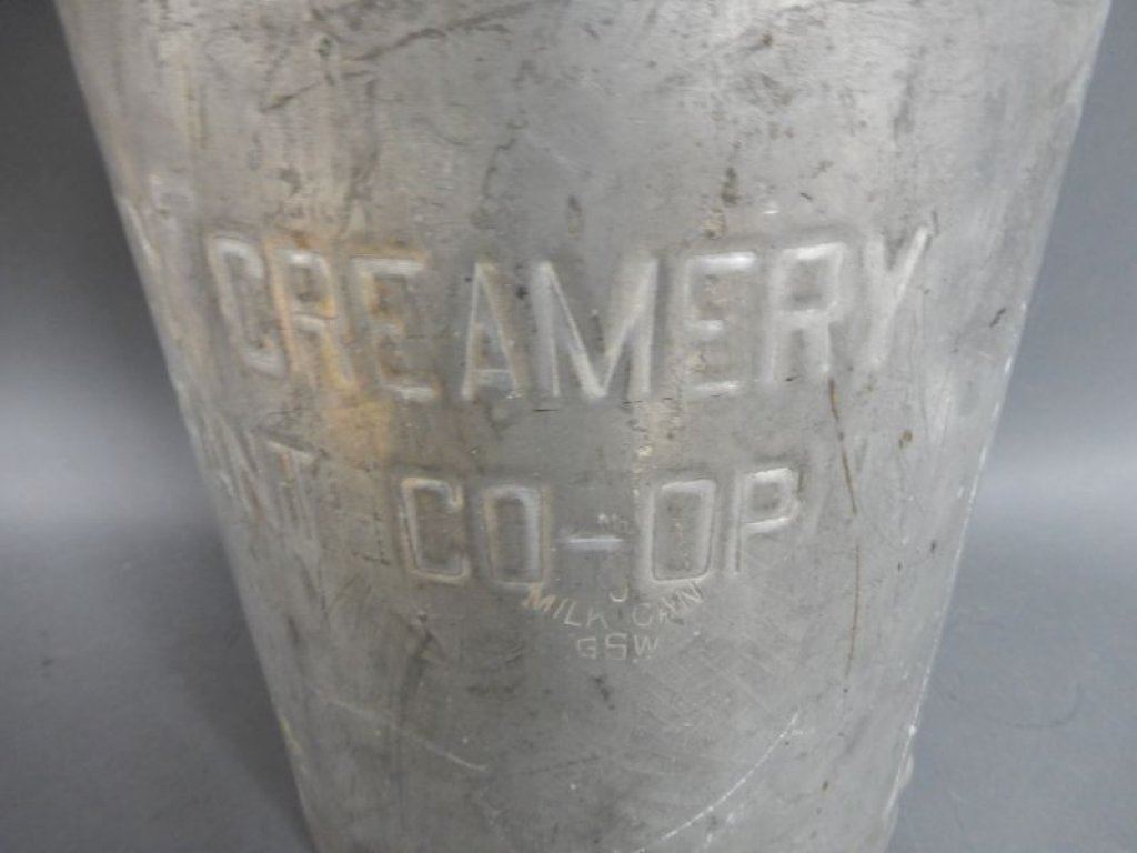 PAISLEY CREAMERY BRANT CO-OP GALVANIZED MILK CAN MARKED BDC & 17 1/2 ...