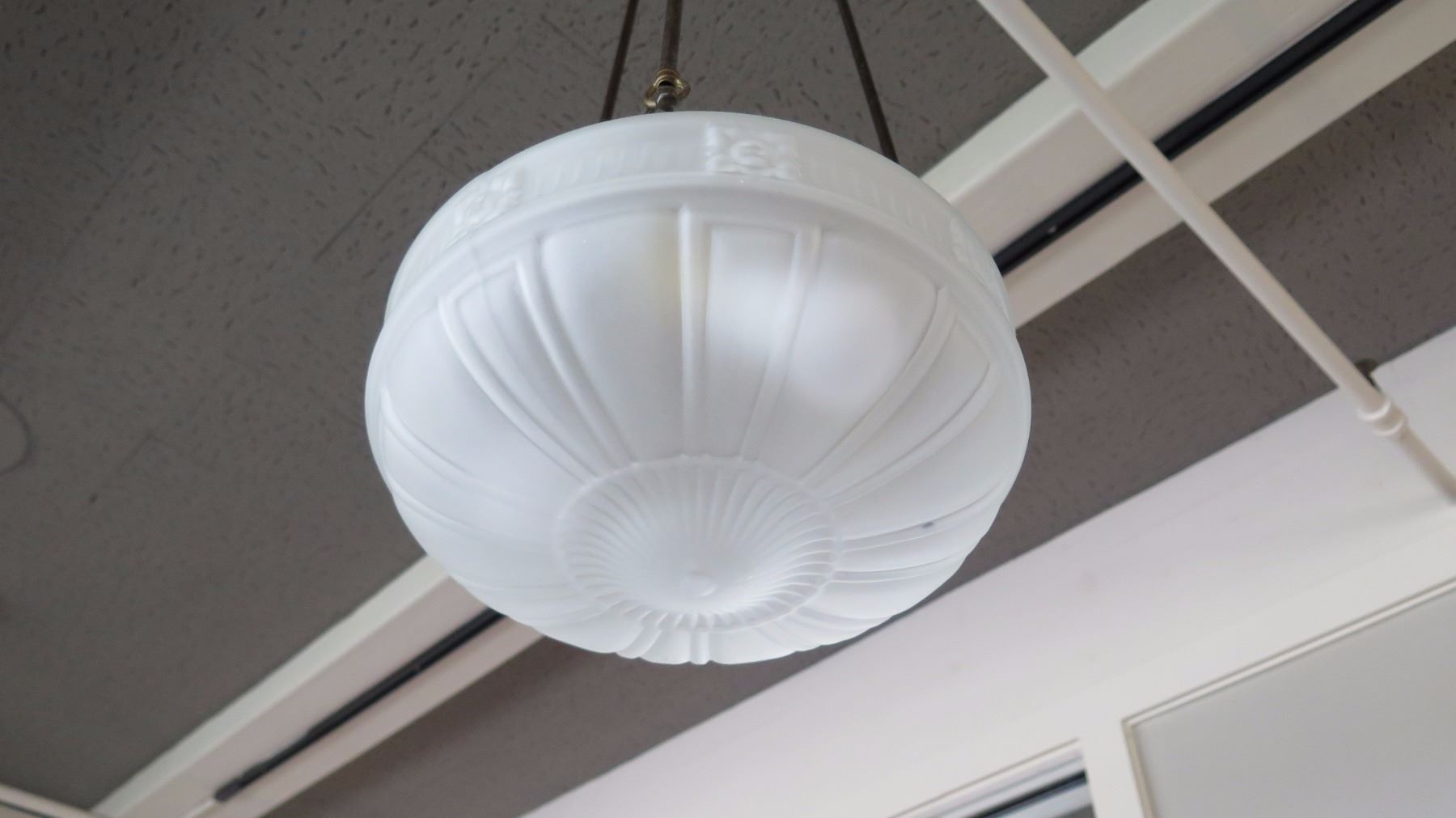 Hanging Ceiling Light Fixture Wfrosted Glass Dome Already Removed From Ceiling Oahu Auctions