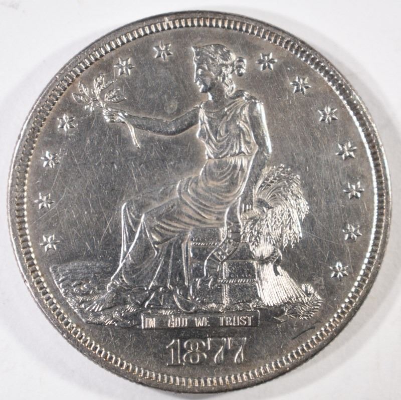 1877-S SILVER TRADE DOLLAR AU/UNC