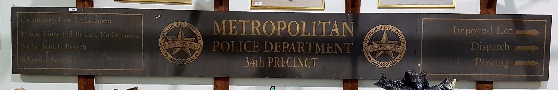 LARGE MOVIE PROP SIGN METROPOLITAN POLICE DEPARTMENT SIGN