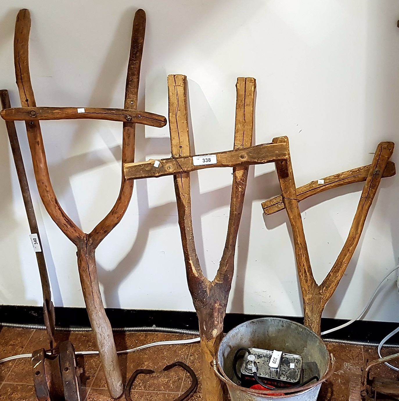 THREE PCS PRIMITIVE LIVESTOCK YOKES