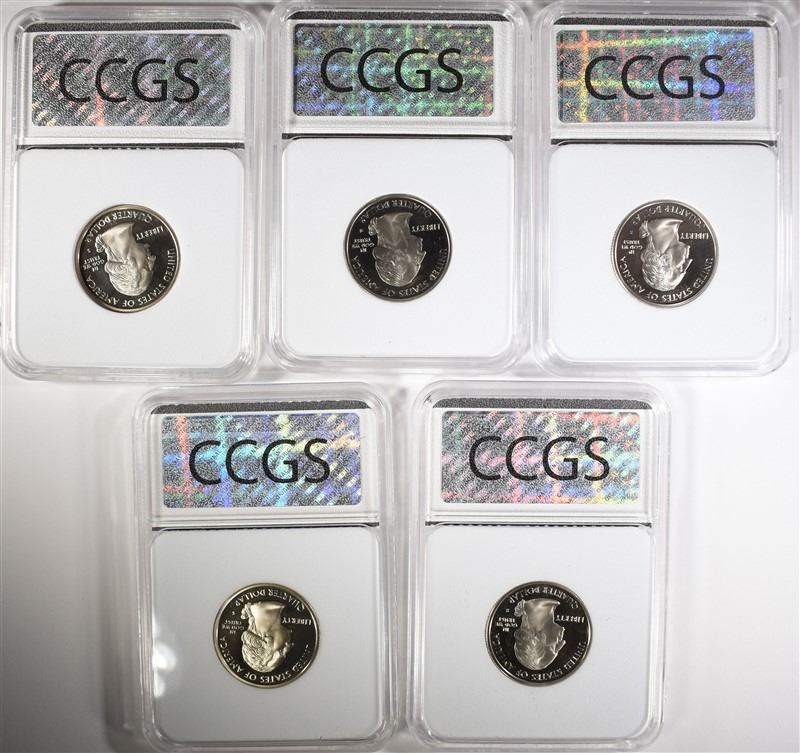 2004-S STATE QUARTER SET (5 COINS) ALL CCGS PERFECT GEM PROOF DEEP CAMEO