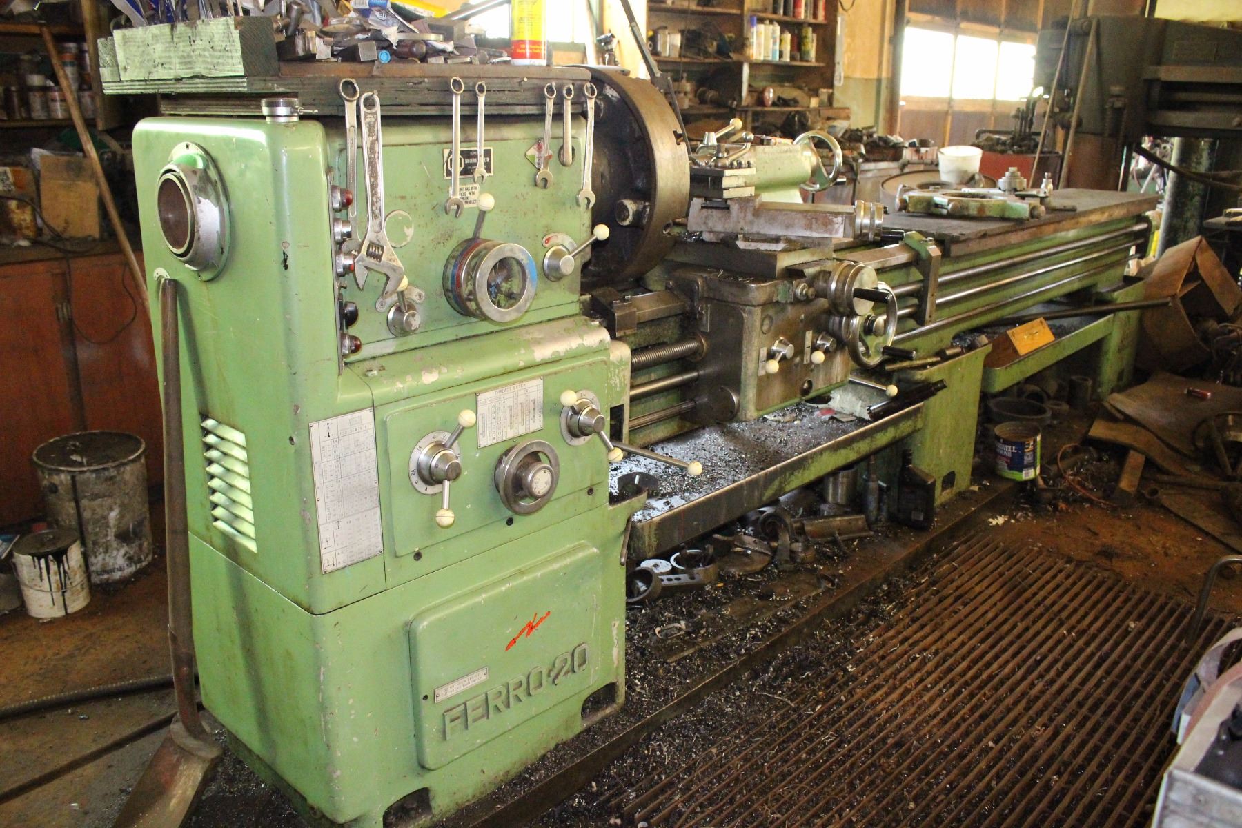 1975 Ferro 20 Lathe; Machine #5621; 220 V; 60 HE; 10 ft. Centers; 4 1/2 ...