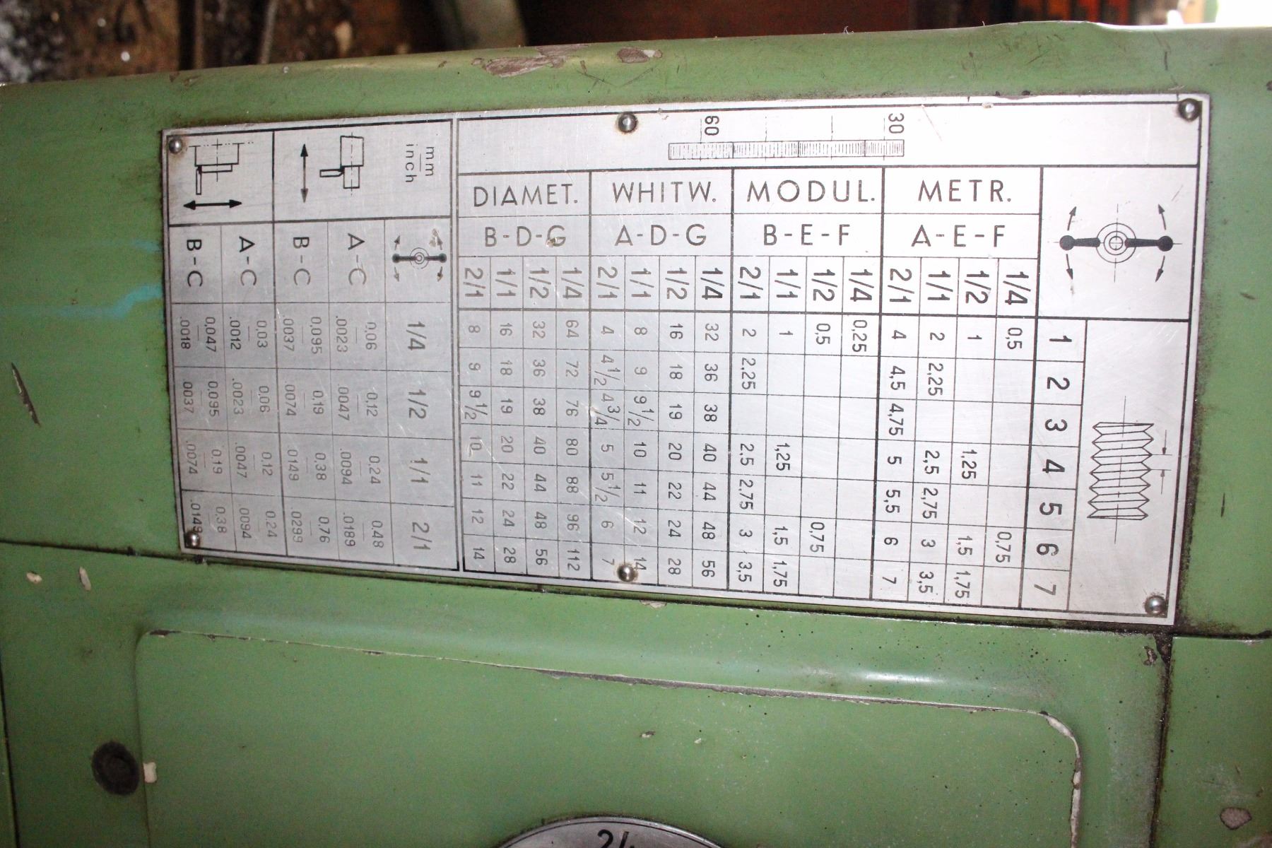 1975 Ferro 20 Lathe; Machine #5621; 220 V; 60 HE; 10 ft. Centers; 4 1/2 ...