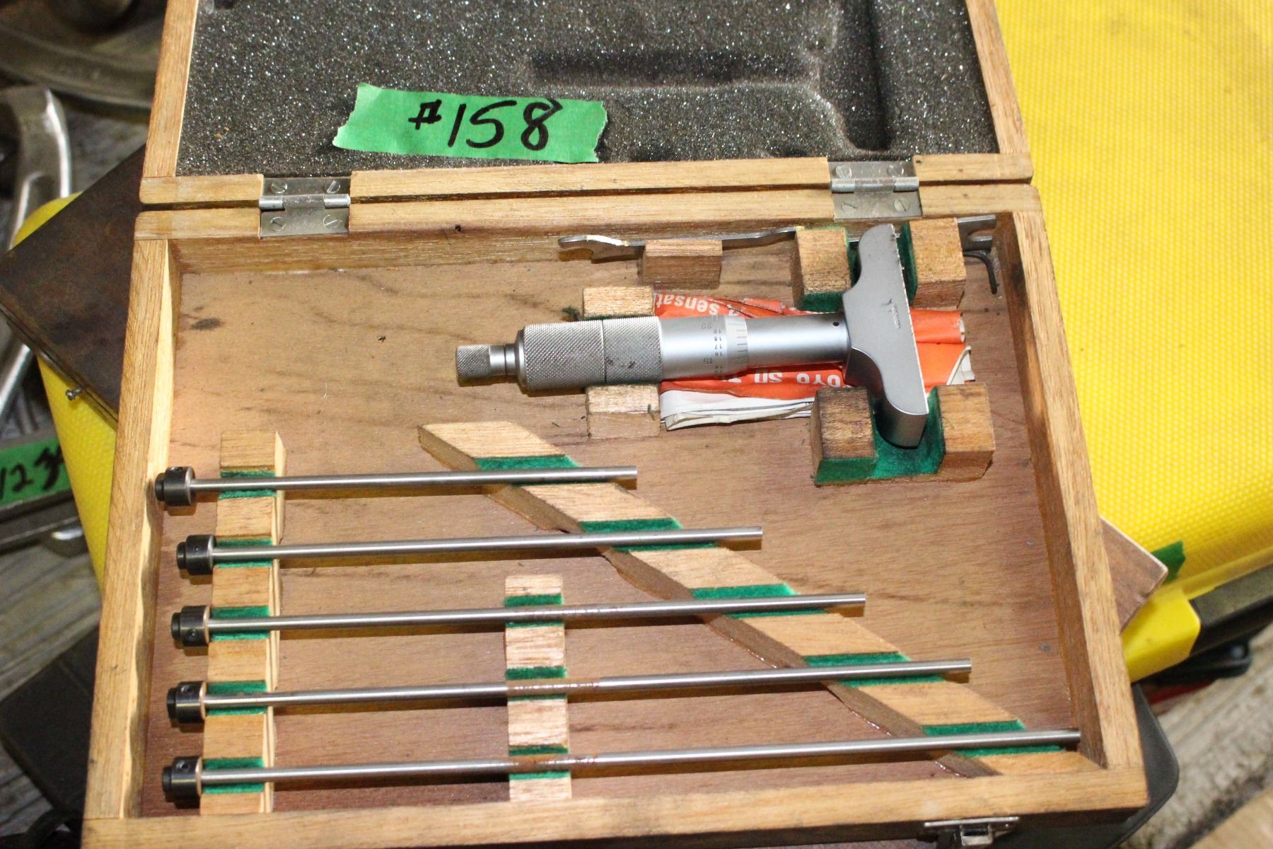 Wooden Box with Depth Micrometer Set - complete