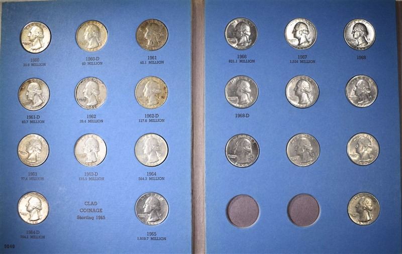 COMPLETE WASHINGTON QUARTER SET, 1932-1964 has FINE 1932-S, VG 1932-D
