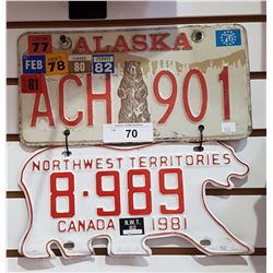 VINTAGE ALASKA KODIAK BEAR LICENSE PLATE & NWT POLAR BEAR LICENSE PLATE