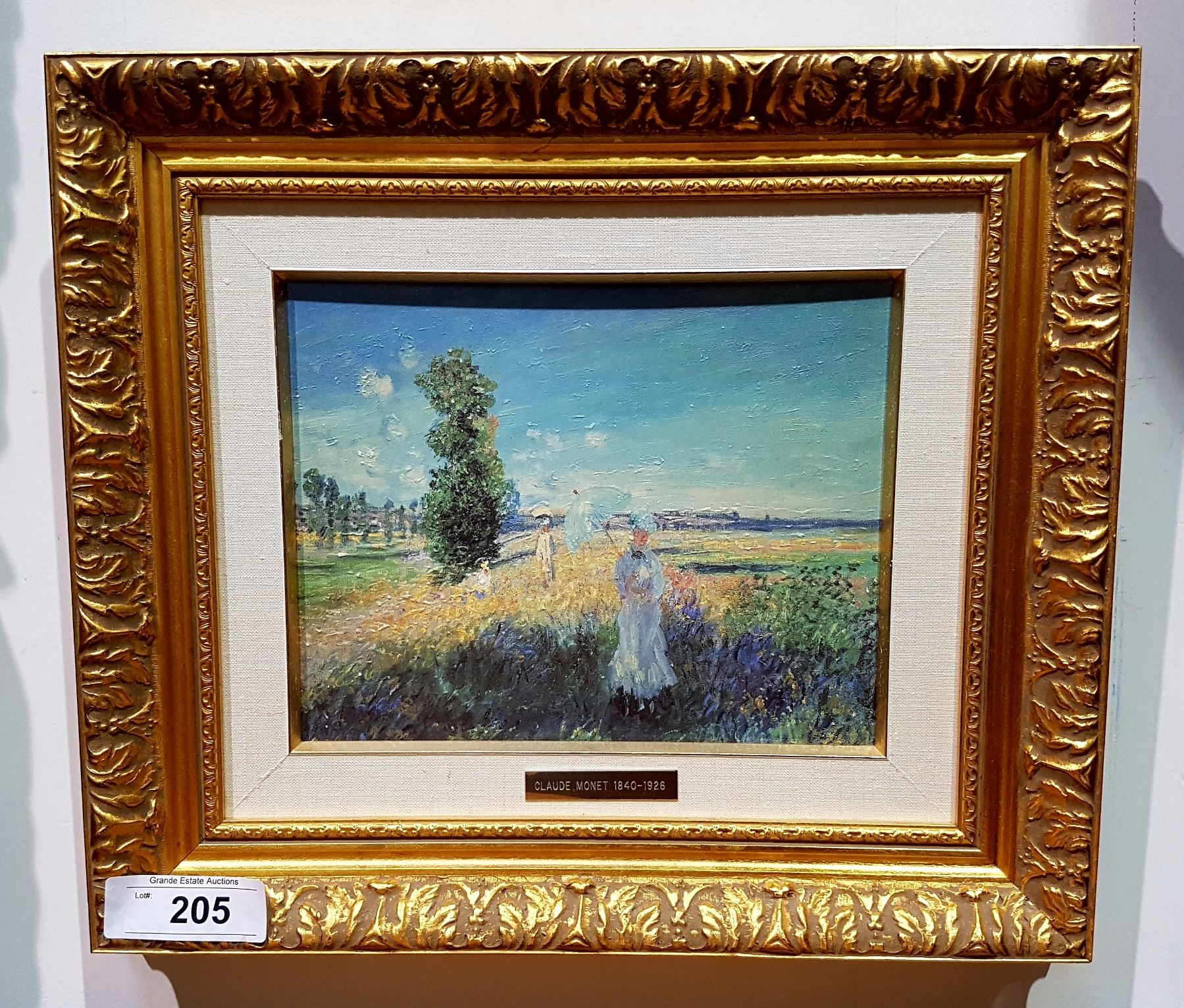 GILT FRAMED OIL ON BOARD CLAUDE MONET REPRODUCTION