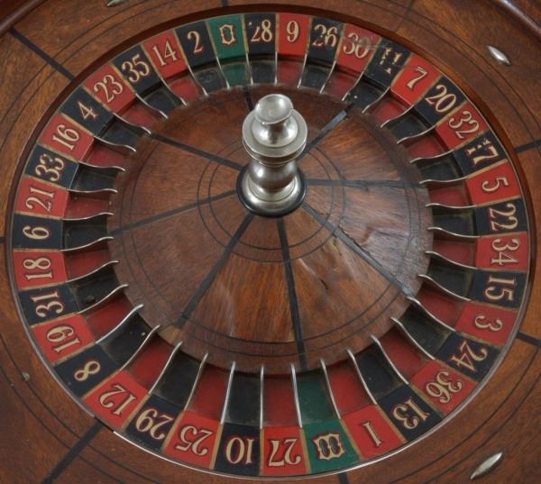 Antique Roulette Wheel Marked B.H. Dyas Co.