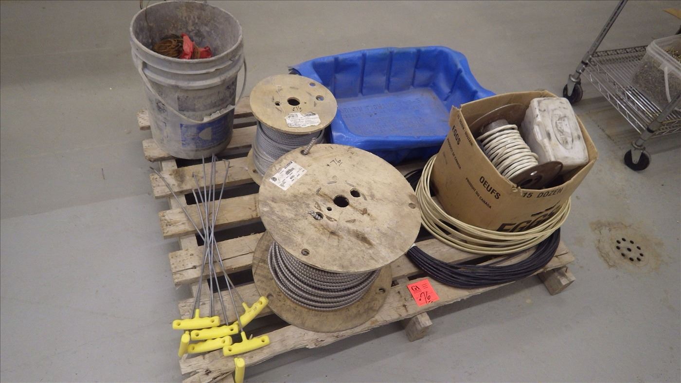 Pallet with rolls of electrical wire includes shielded wire plus misc ...