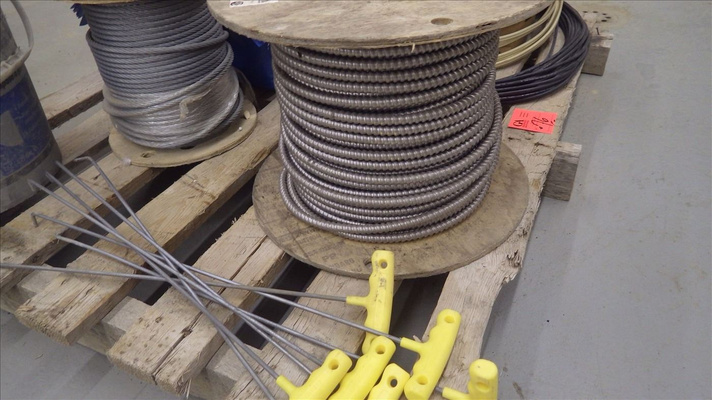 Pallet with rolls of electrical wire includes shielded wire plus misc ...