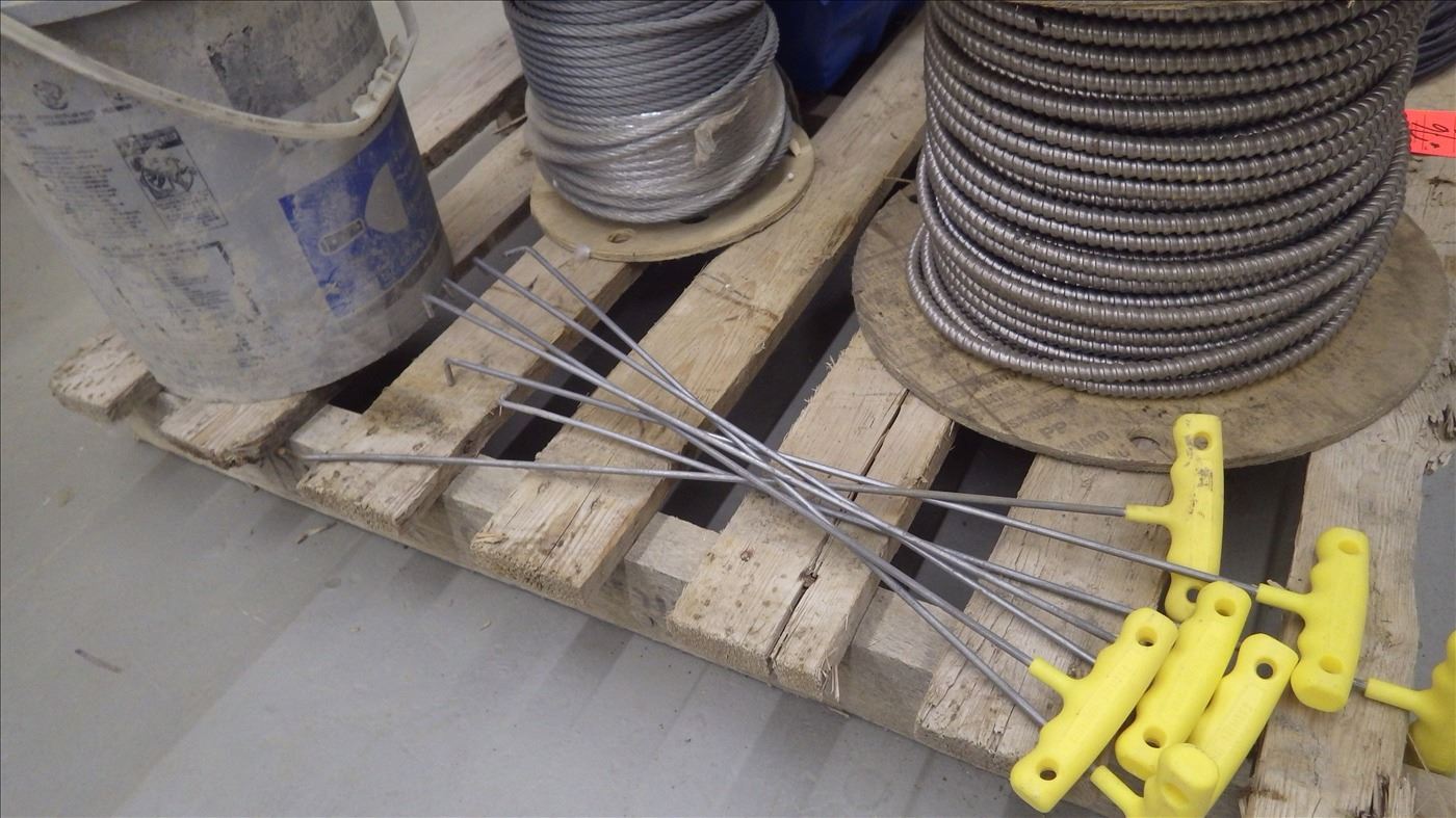 Pallet with rolls of electrical wire includes shielded wire plus misc ...