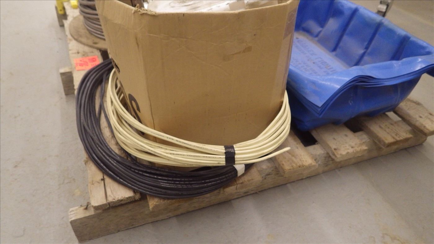 Pallet with rolls of electrical wire includes shielded wire plus misc ...