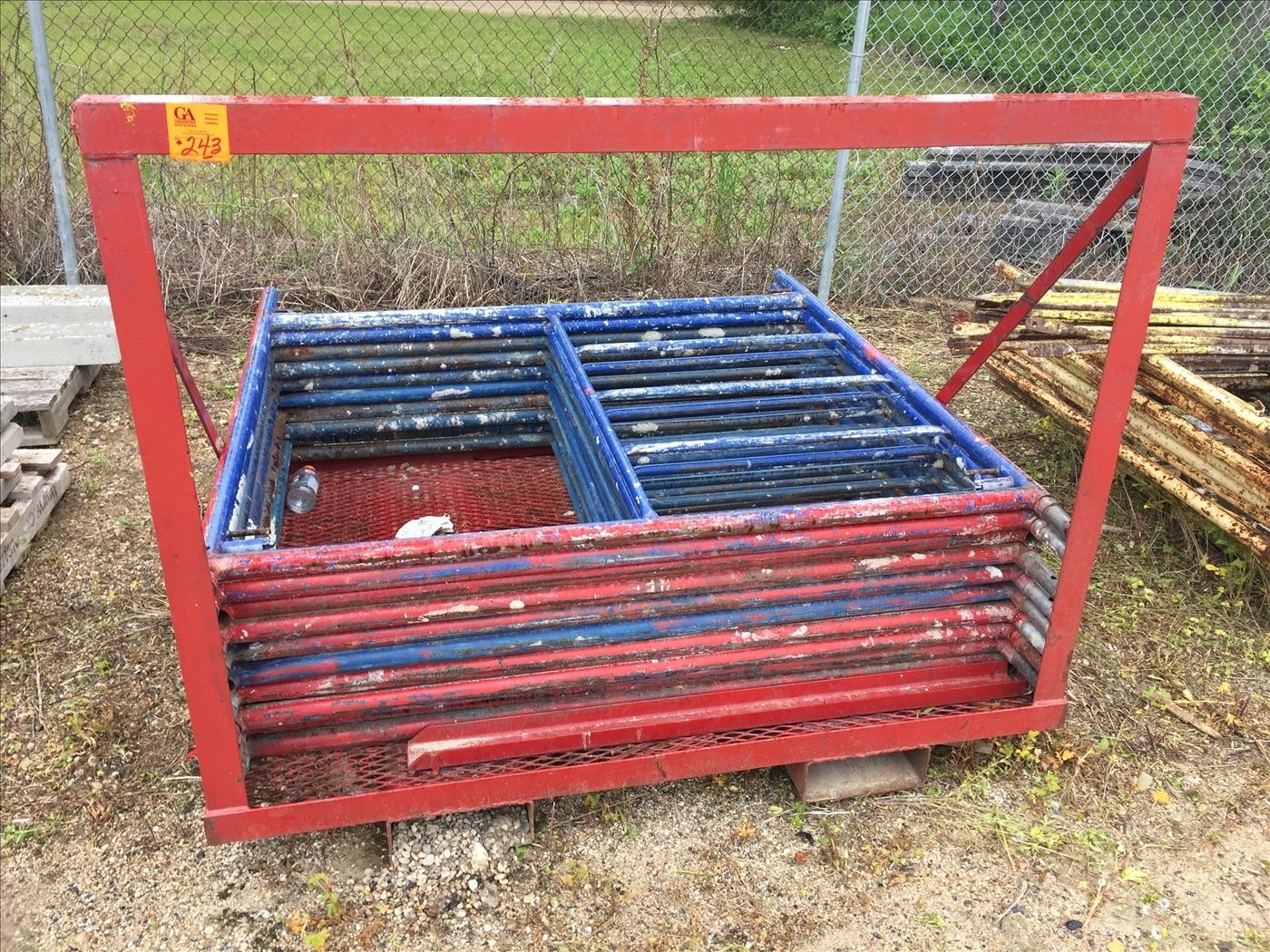 Ten 5' Scaffold frames & Scaffold rack