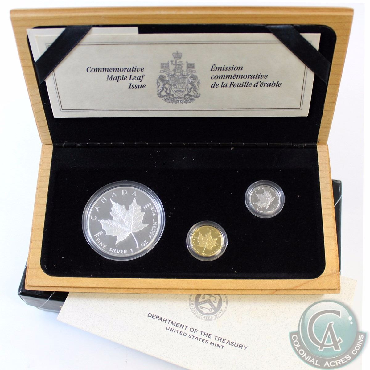 RCM Issue: 1989 Canada 3-Coin Platinum, Gold & Silver Maple Leaf Proof ...