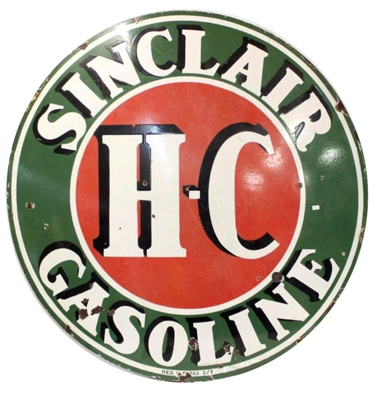 Sinclair H-C Gasoline Porcelain Sign c. 1926-30's