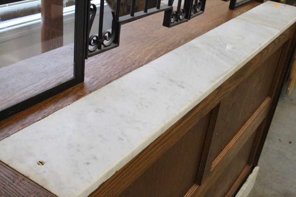 Early Oak Bank Teller Window & Counter c. 1900