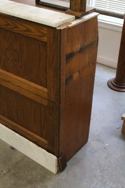 Early Oak Bank Teller Window & Counter c. 1900