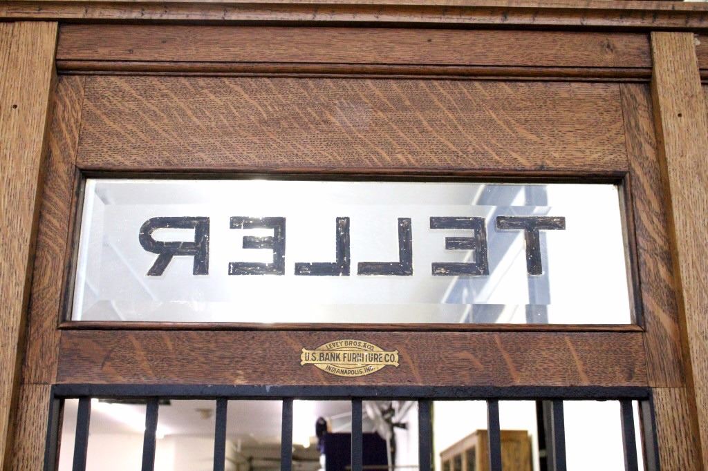 Early Oak Bank Teller Window & Counter c. 1900