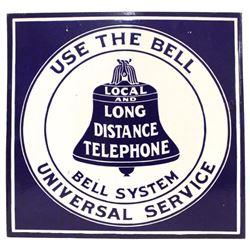 Bell System Telephone Porcelain Flange Sign