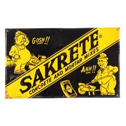 Sakrete Concrete Advertising Embossed Sign c1940's