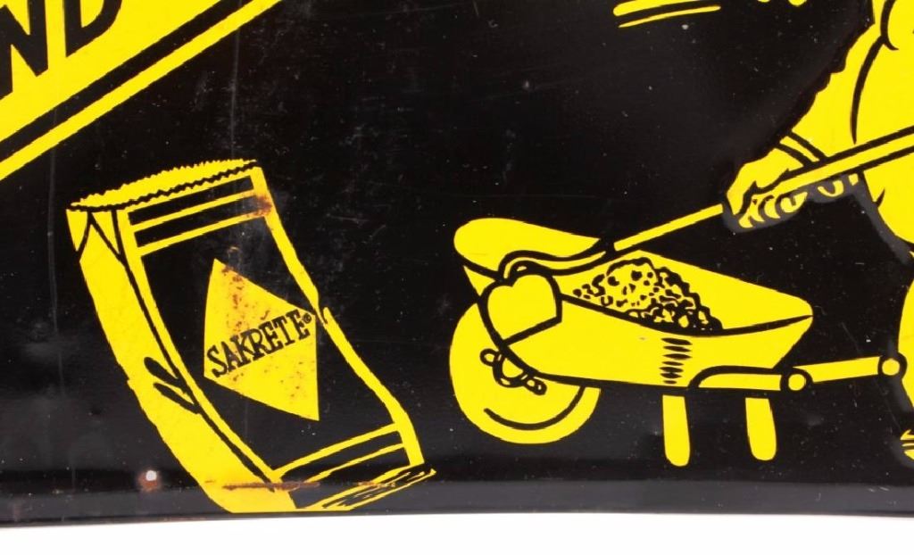 Sakrete Concrete Advertising Embossed Sign c1940's