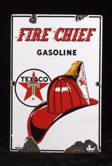 Texaco Fire Chief Gasoline Porcelain Enamel Sign