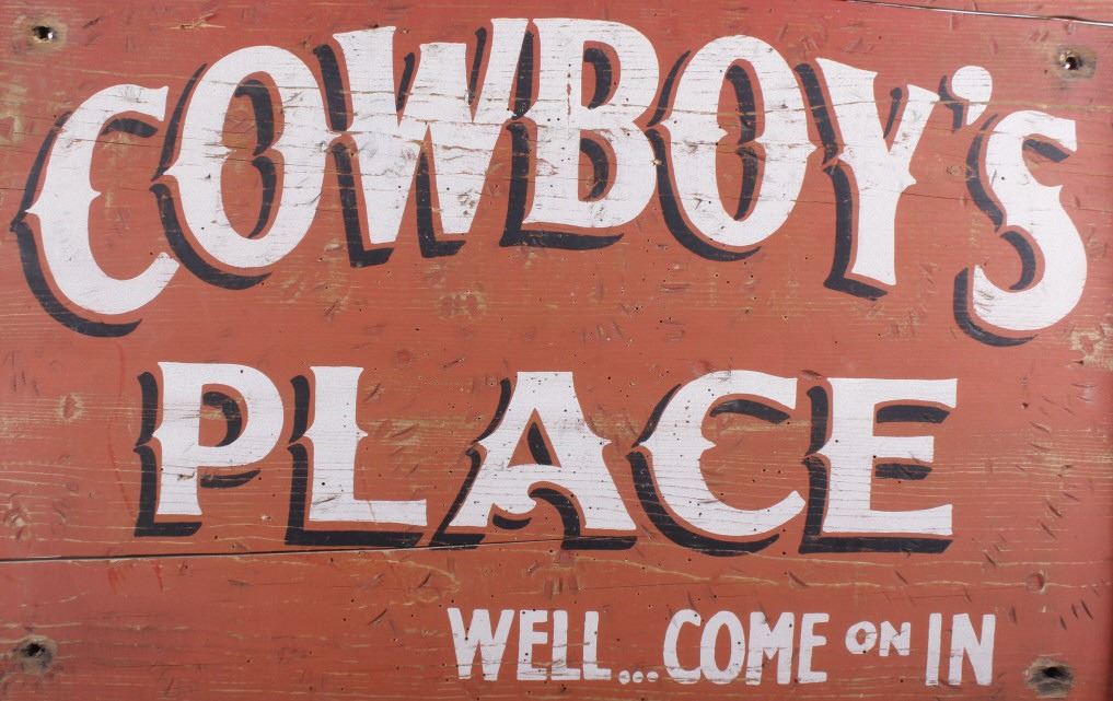 Old West Folk Art "Cowboys Place" Sign