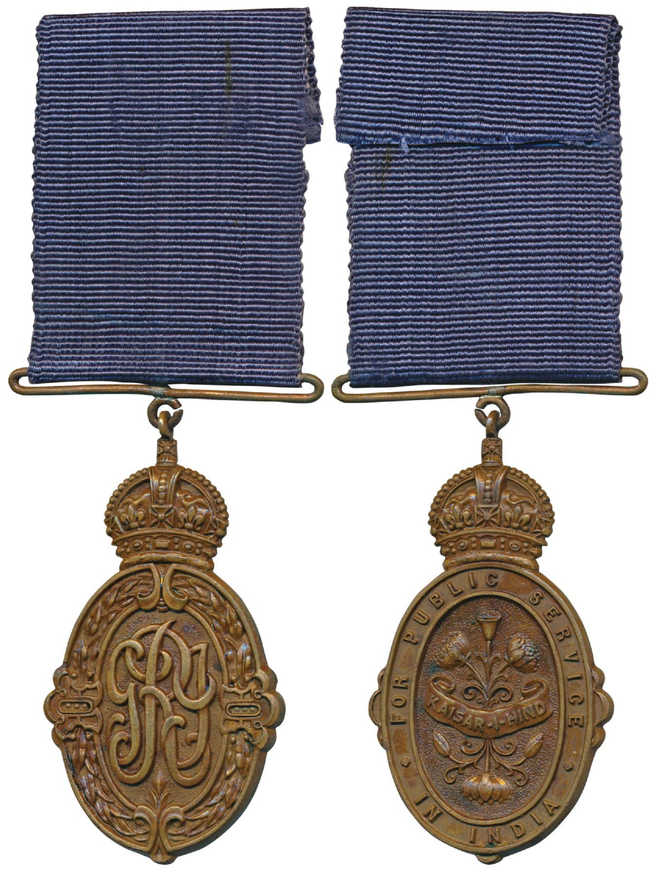 Kaiser-i-Hind Medal, George V, Bronze, an oval badge