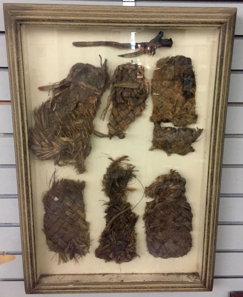 Prehistoric Fiber Woven Moccasins Display