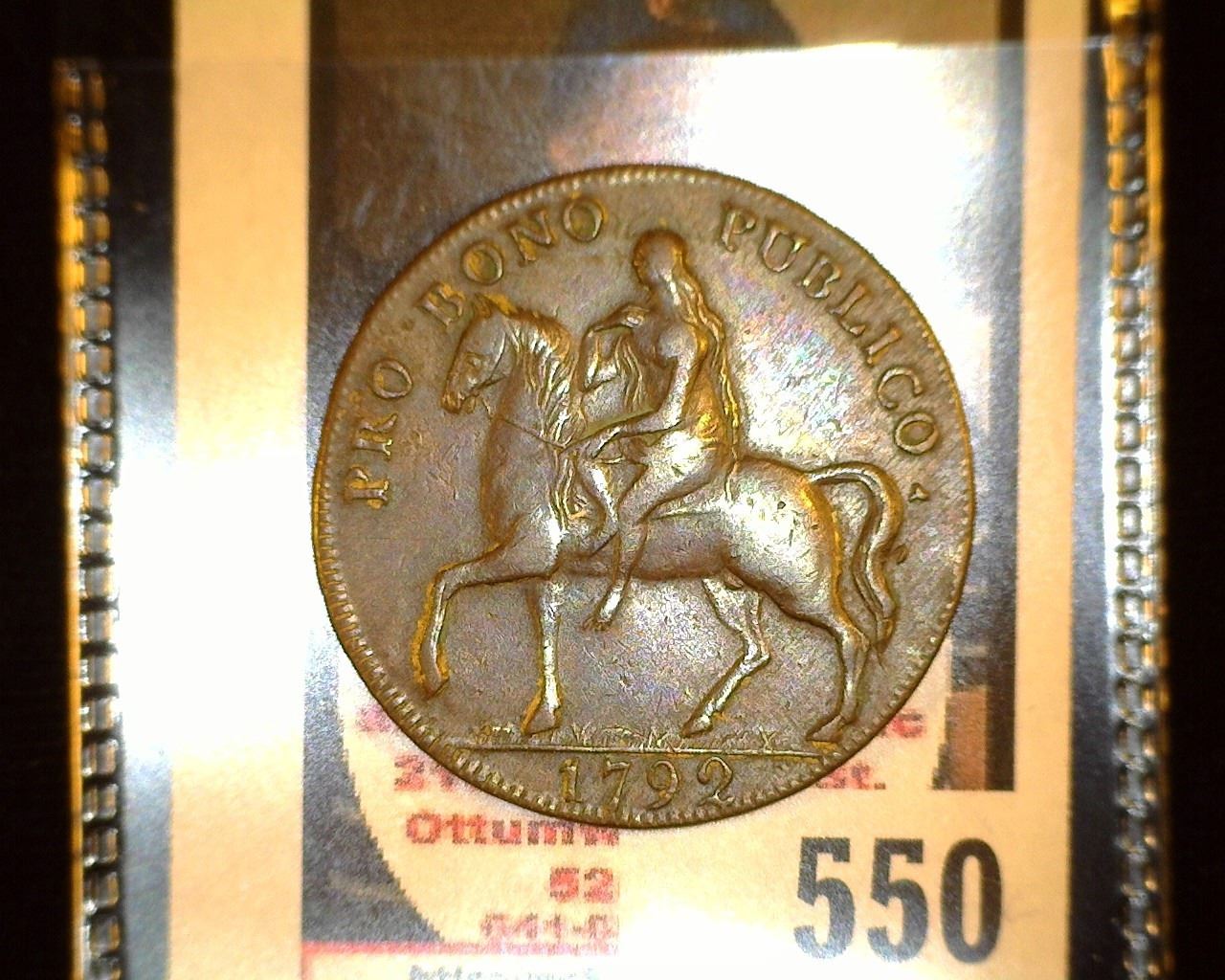 1792 Warwickshire Coventry Half Penny Token, depicts Lady Godiva on a ...