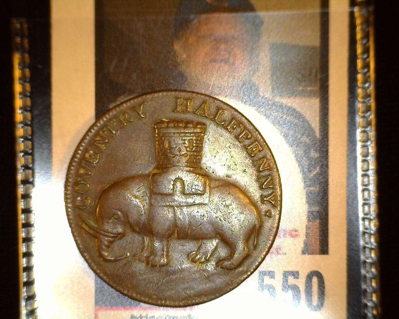1792 Warwickshire Coventry Half Penny Token, depicts Lady Godiva on a ...