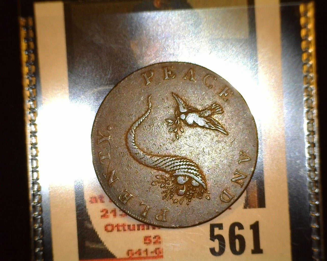 Great Britain Half Penny Token (no date) "Peace And Plenty ...