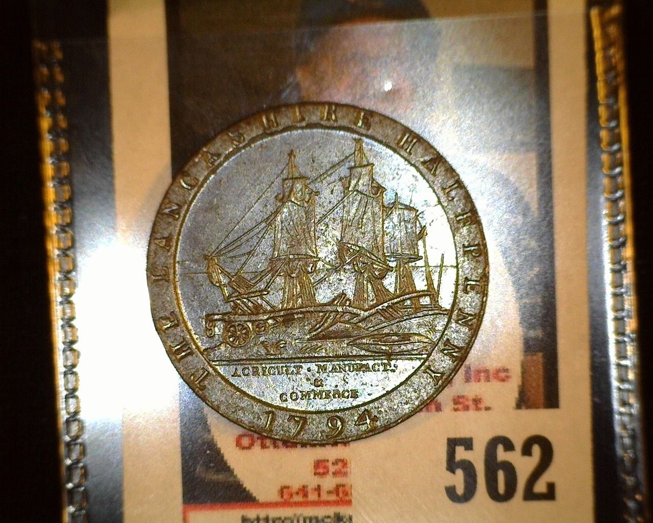 1794 "The Lancaster Halfpenny", "Daniel Eccleston Lancaster" Token, EF ...